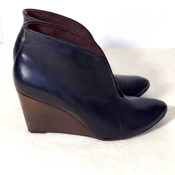 COCLICO | Shoes | Coclico June Black Leather Stacked Wedge Deep Vamp ...